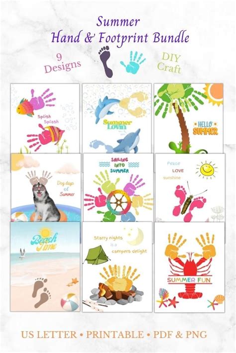 Summertime Handprint Footprint Craft Bundle DIY Craft Laminate Or