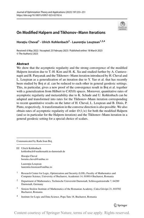 pdf on modified halpern and tikhonov mann iterations