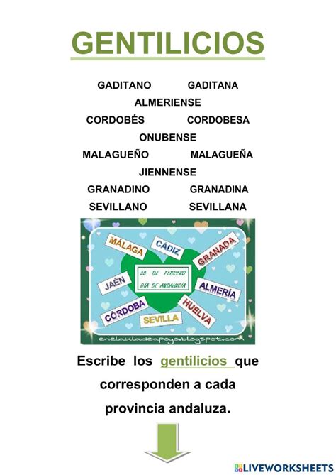 Ejercicio Interactivo De Los Gentilicios Para PRIMARIA Puedes Hacer