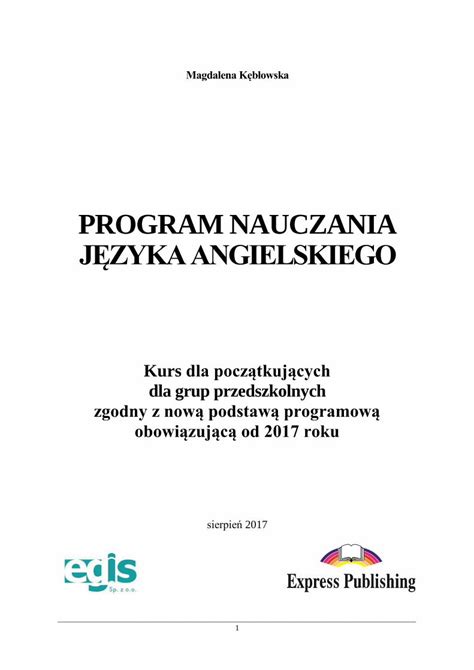 PDF Program nauczania języka angielskiego przedszkole