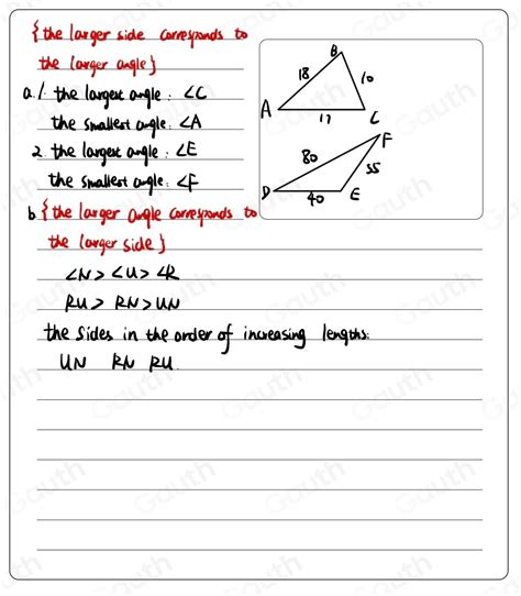 solved learning task 2 a name the largest angle and the smallest angle in the following triang