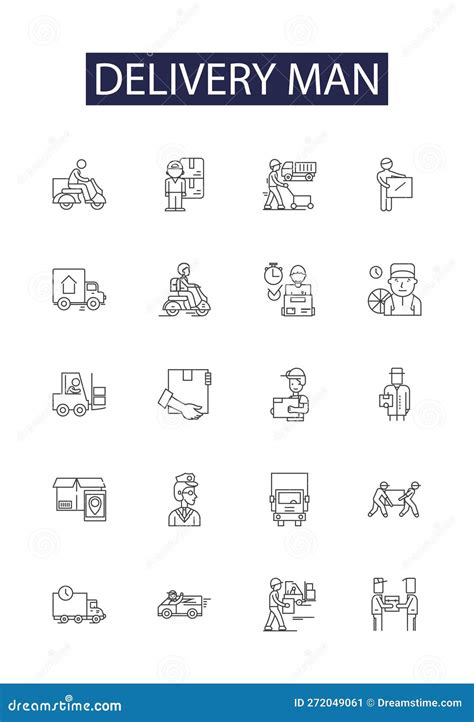Delivery Man Line Vector Icons And Signs Deliverer Carrier Messenger