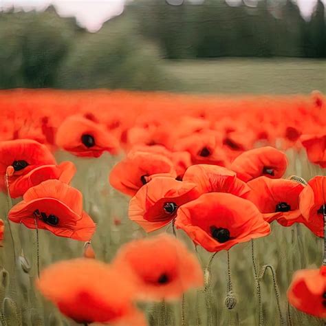 Un Campo De Amapolas Rojas En Un Campo Foto Premium