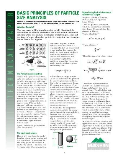 basic principles of particle size analysis dr golik