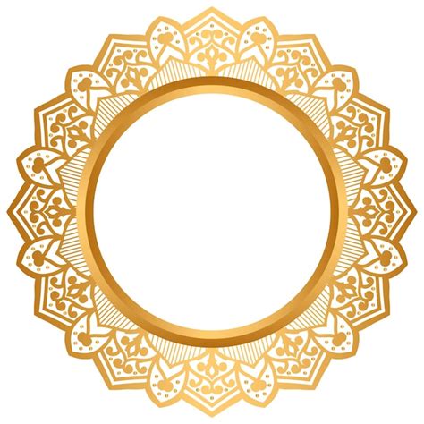 Marco de círculo dorado de lujo con imágenes prediseñadas de patrón