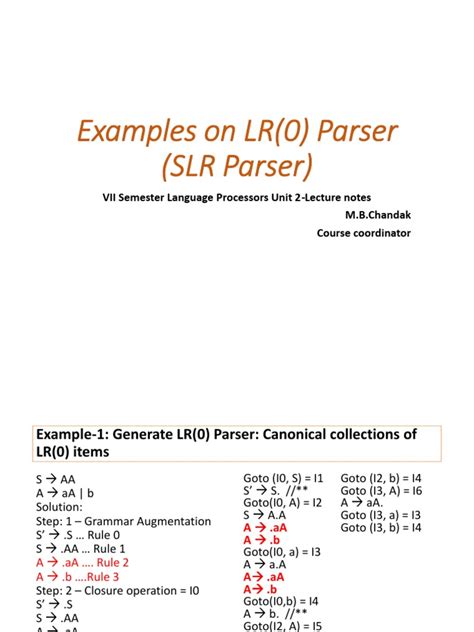 examples on lr 0 parser slr parser pdf formalism deductive implementation