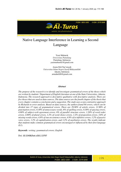 pdf native language interference in learning a second language