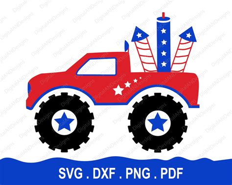 Truck 4th Of July SVG File America Patriotic Monster Truck Fourth Of