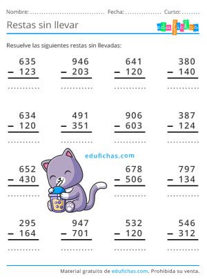 Restas sin llevar Cuadernos para niños