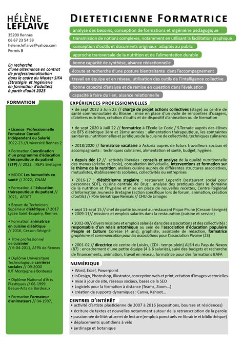 CV Hélène Leflaive