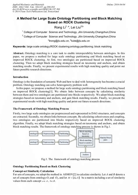 a method for large scale ontology partitioning and block matching based on rock clustering