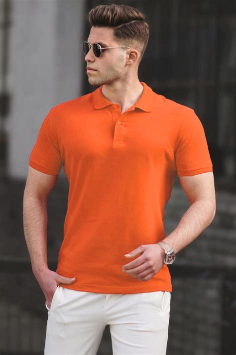 Madmext Turuncu Basic Polo Yaka Erkek Tişört