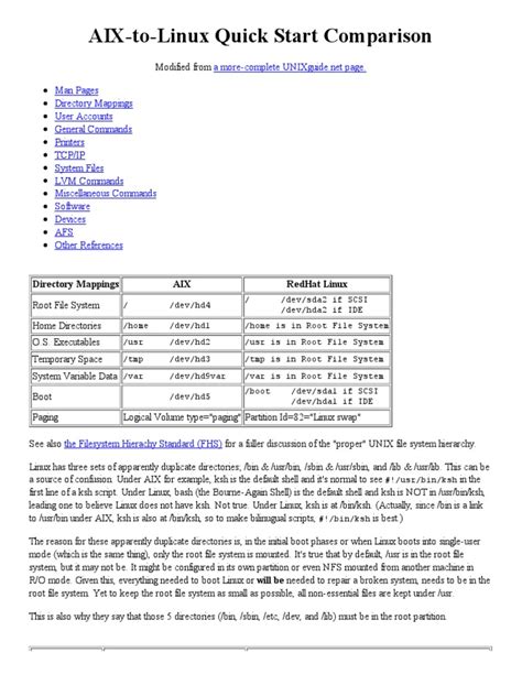 aix to linux quick start comparison pdf superuser file system