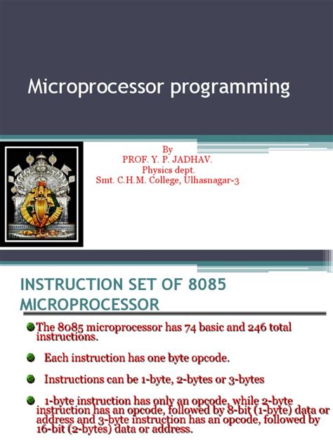8085 microprocessor programming instruction set algorithms