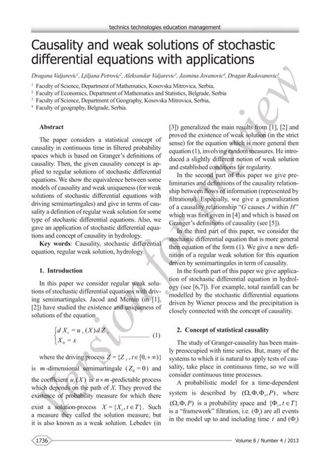 pdf causality and weak solutions of stochastic differential equations with applications