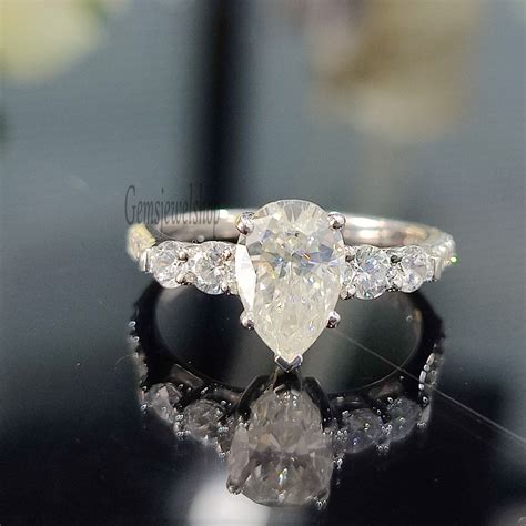 Pear Moissanite Ring Pear Moissanite Engagement Ring 1 75 CT Etsy