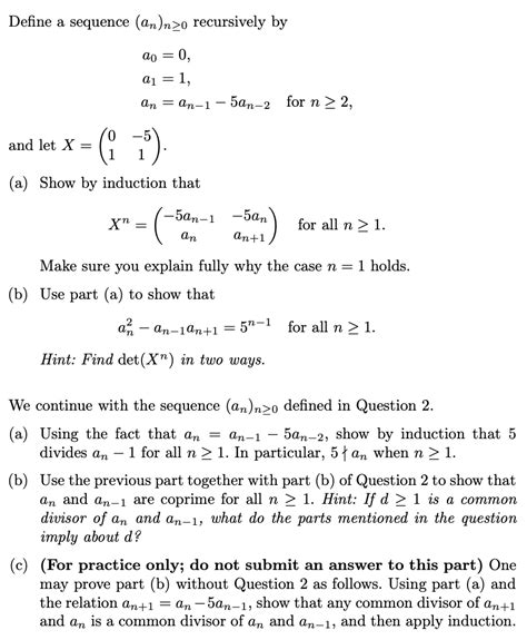 solved define a sequence an n≥0 recursively by