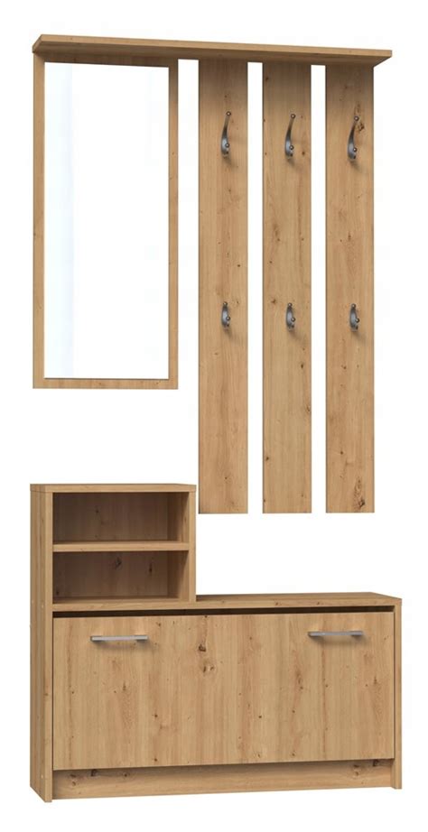 GARDEROBA NOWOCZESNA SZAFKA NA BUTY Z LUSTREM WIESZAK DĄB ARTISAN 5153