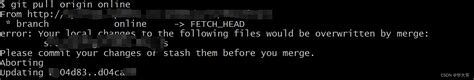 Git Pull Error Your Local Changes To The Following Files Would Be