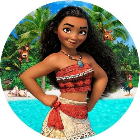 Painel Redondo Tecido Sublimado 3D Moana FRD 249 Felicitá