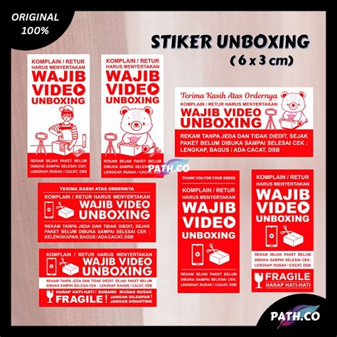 Jual Sticker Stiker Online Shop Wajib Rekam Video Unboxing Fragile