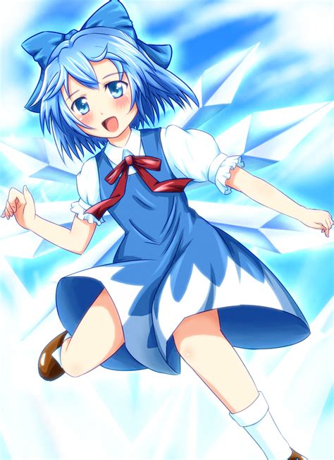 The Big Imageboard Tbib 1girl Blue Dress Blue Eyes Blue Hair Blush Cirno Commentary Request