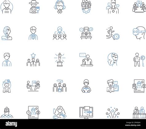 Work And Oversight Line Icons Collection Supervision Leadership