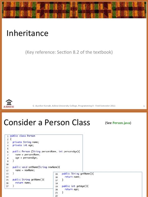 inheritance key reference sec1on 8 2 of the textbook pdf inheritance object oriented
