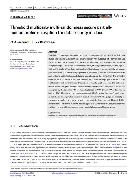 threshold multiparty multi‐randomness secure partially homomorphic encryption for data security