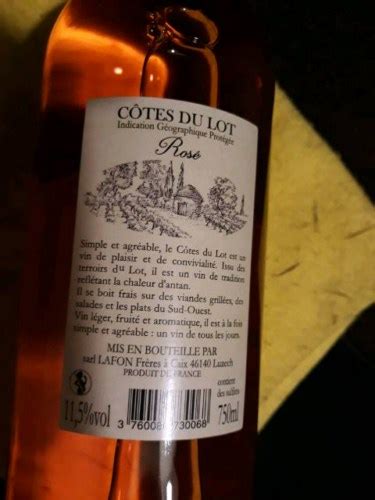 Domaine Lafon Frères Côtes du Lot Rosé Vivino US