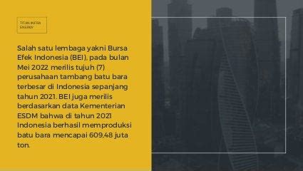 7 Tambang Batu Bara Terbesar Di Indonesia Titan Infra Energy PPT