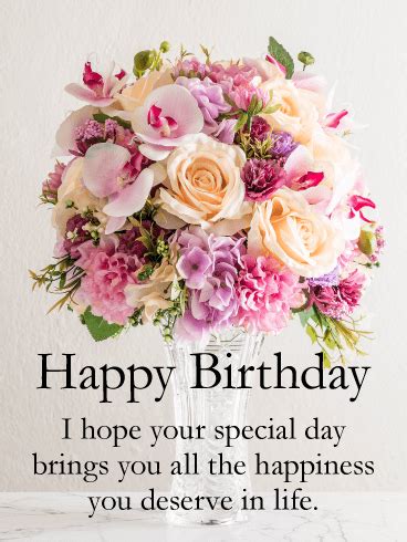 Spectacular Flower Bouquet Happy Birthday Card Birthday Greeting