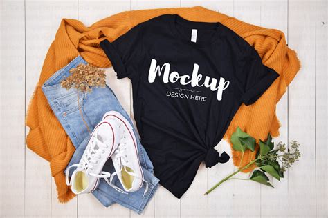 Bella Canvas 3001 Mockup Black T Shirt Mockup Unisex Tee Mock Up Flat