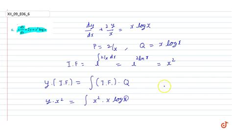 Find The General Solution Of The Differential Equations X Dx Dy 2y