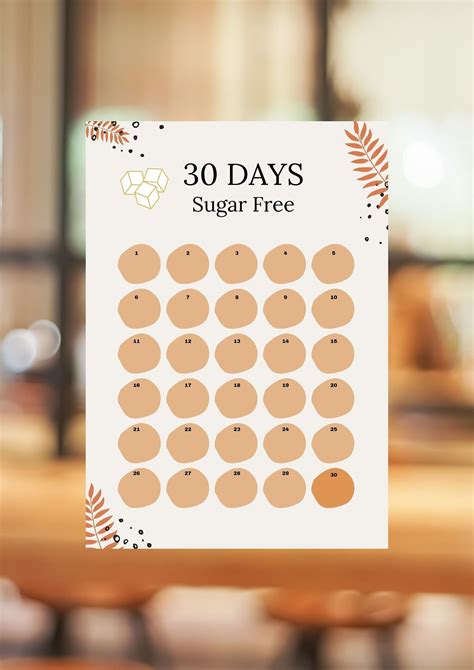 30 Day Challenge Sugar Free No Sugar Printable PDF Digital File Etsy
