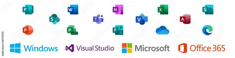 Set Icons Microsoft Office Word Excel Onenote Yammer Sway