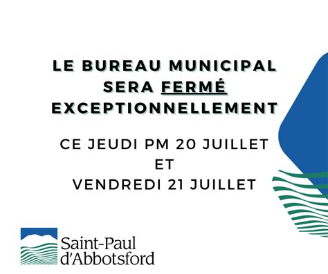 Fermeture exceptionnelle du bureau municipal Municipalité de Saint
