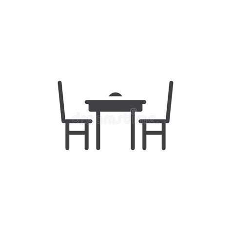 Mesa De Comedor Con Vector Del Icono De Las Sillas Ilustración del