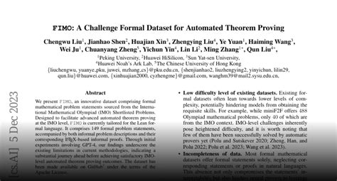 paper page fimo a challenge formal dataset for automated theorem proving
