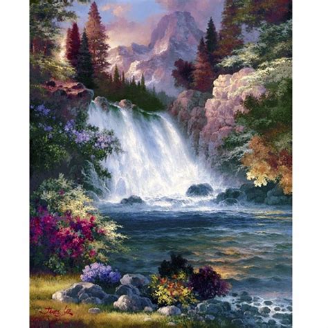 Waterfall Landscape Painting At PaintingValley Explore Collection