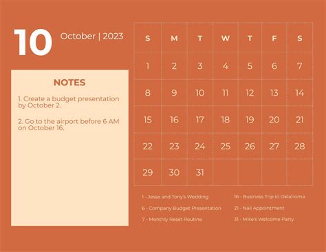 October 2023 Monthly Calendar Template In Illustrator EPS Excel