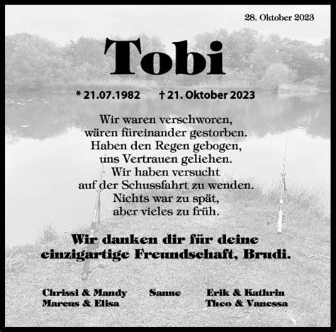 Nachruf Tobi Teckbote Trauerportal