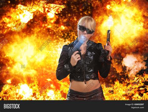 Hot Blonde Woman Gun Image Photo Free Trial Bigstock