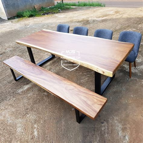 Meja Kayu Solid Trembesi Simple Murah MJS Furniture Jepara