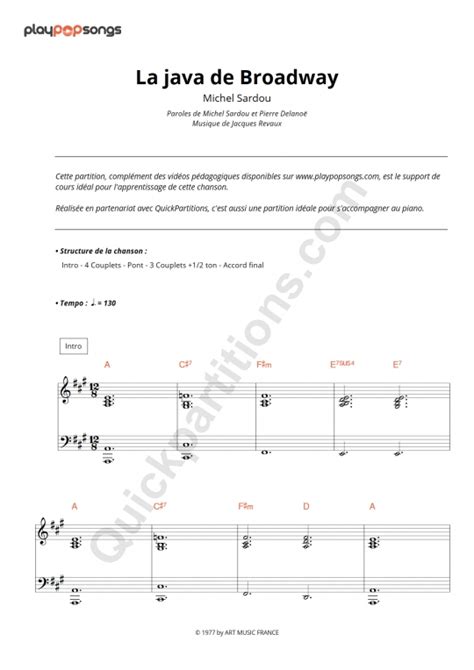 Support De Cours La Java De Broadway De Playpopsongs