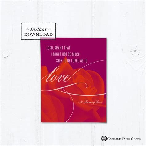 Catholic Valentine Greeting Card Love Floral Prayer Of St Francis