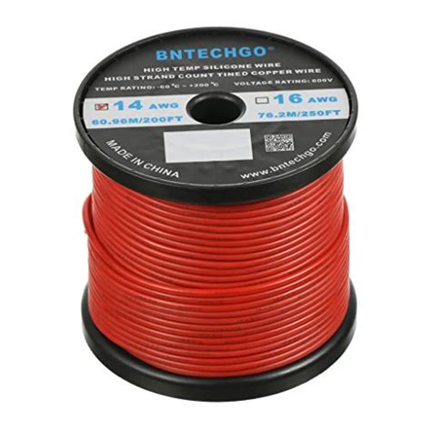 BNTECHGO 14 Gauge Silicone Wire Spool Red 200 Ft Ultra Flexible High