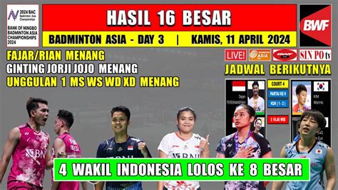 Hasil Badminton Asia Championship 2024 Babak 16 Besar FAJRI Menang