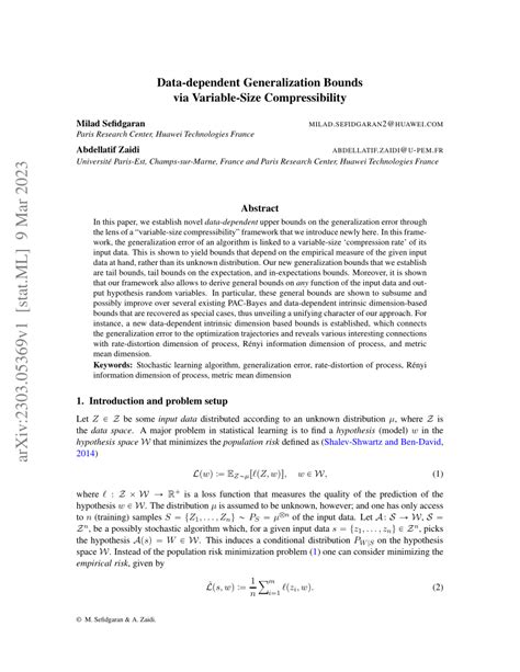 pdf data dependent generalization bounds via variable size compressibility