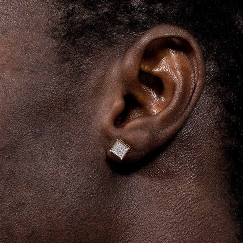 Square Diamonds Paved Stud Earrings Helloice Jewelry